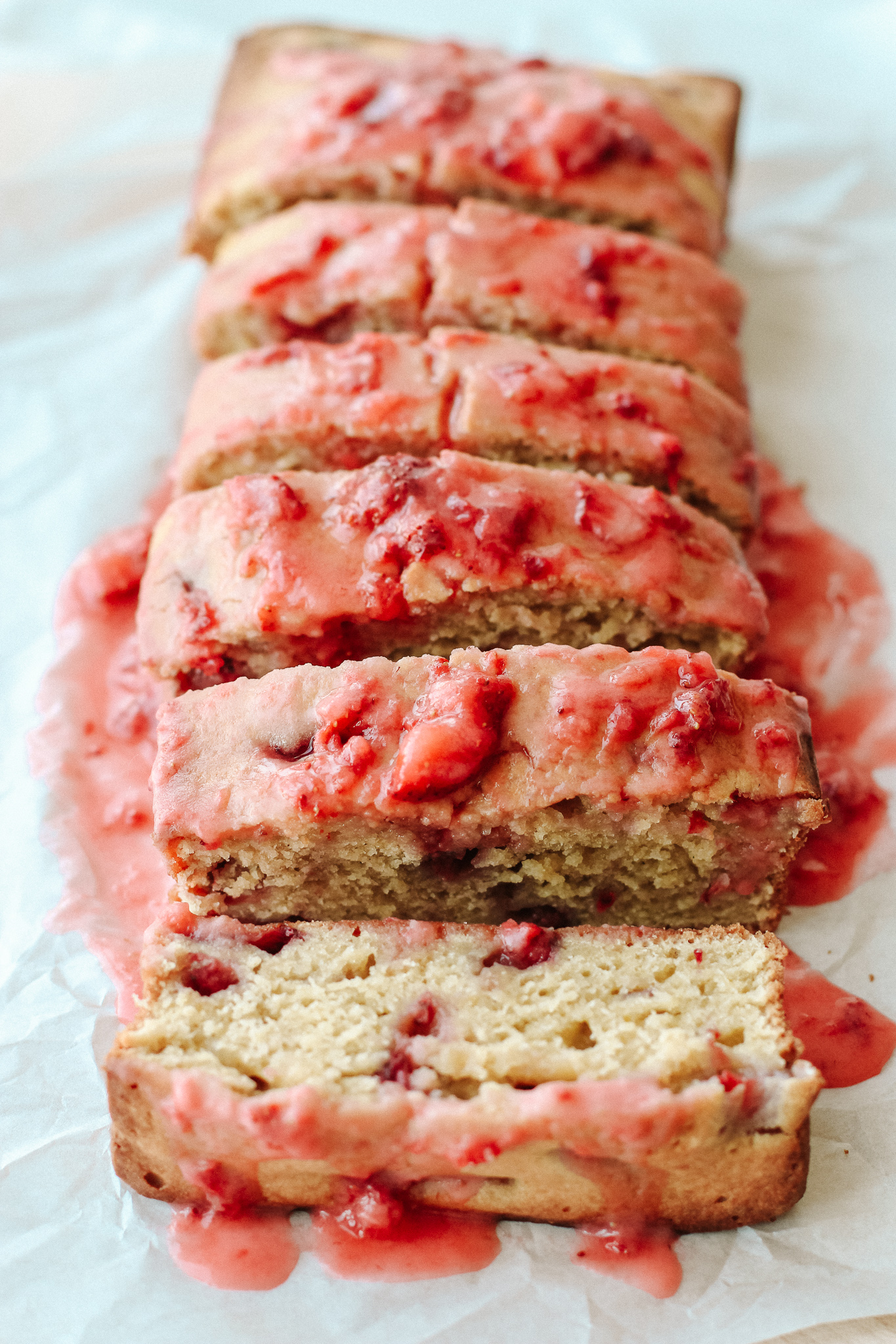 Gluten Free Strawberry Lemon Loaf with Strawberry Glaze