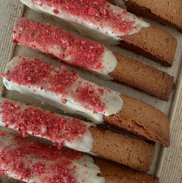 Gluten Free White Chocolate Strawberry Biscotti