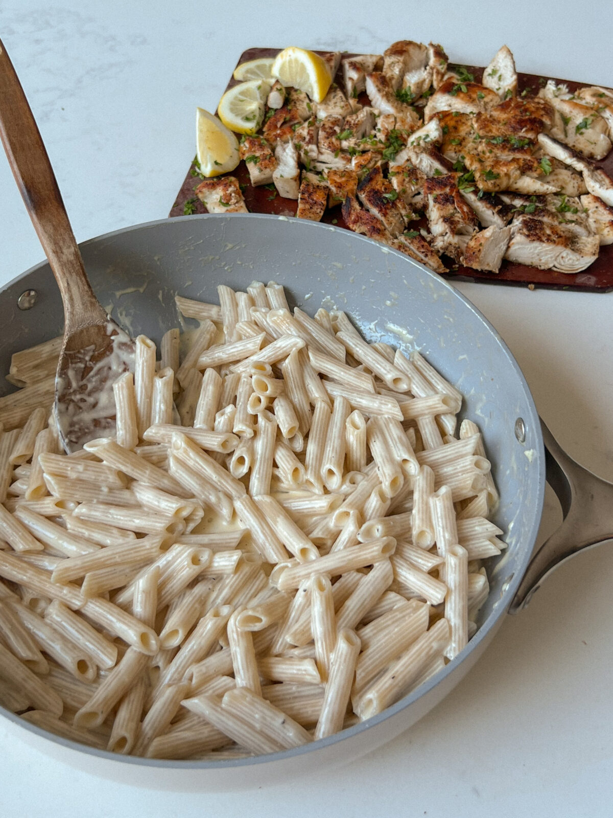 Creamy Bone Broth Lemon Pasta with Chicken