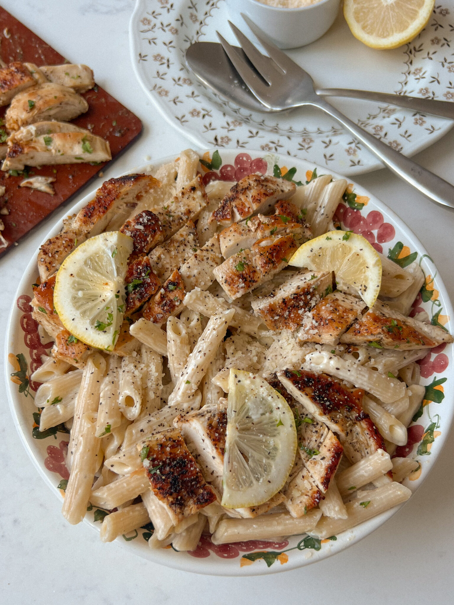 Creamy Bone Broth Lemon Pasta with Chicken