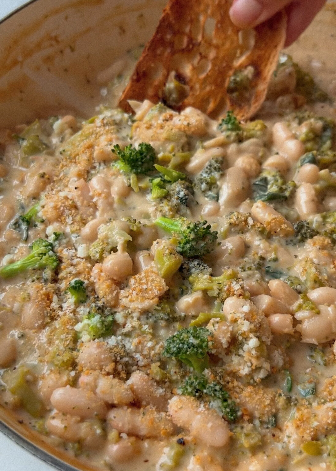 One Pot Alfredo Beans + Broccoli